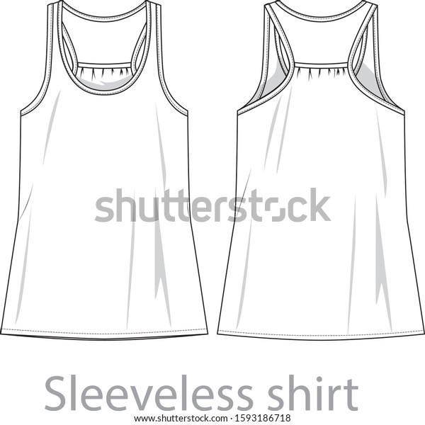 Sleeveless Shirt Lady Vector Template Front Stock Vector (Royalty Free ...