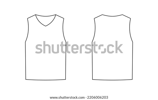Sleeveless Tshirt Outline Front Back View Stock Vector (Royalty Free ...