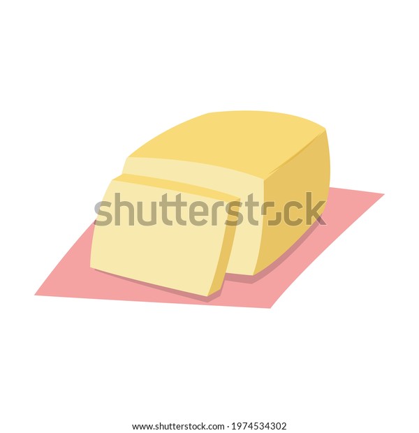 Slice Butter Vector Illustration Cartoon Isolated: เวกเตอร์สต็อก (ปลอด ...
