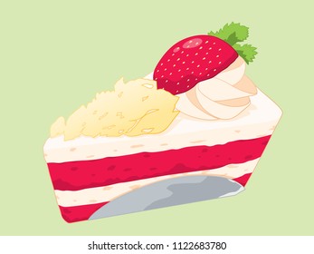 Slice Cake On Green Background Stock Vector (Royalty Free) 1122683780 ...