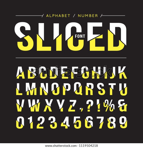 Sliced Font Typeface Alphabet Number Sliced Stock Vector (Royalty Free ...