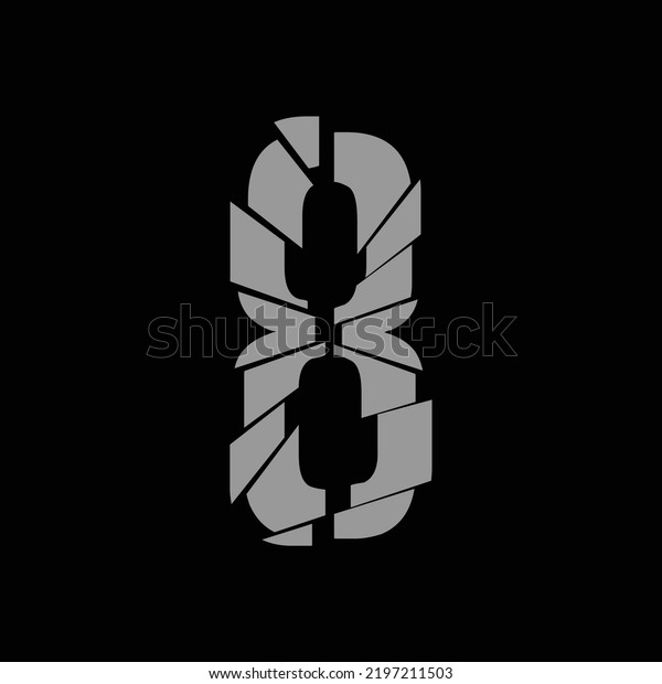 Sliced Numeric Letter Eight Appearing Broken Stock Vector (Royalty Free ...