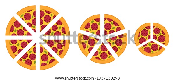 Slices Pizza Different Sizes Diagram Infographics 库存矢量图（免版税）1937130298 ...