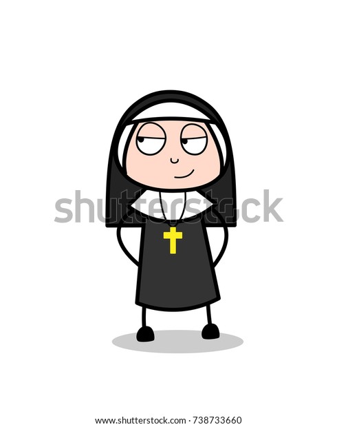 Slightly Smiling Nun Character Face Expression