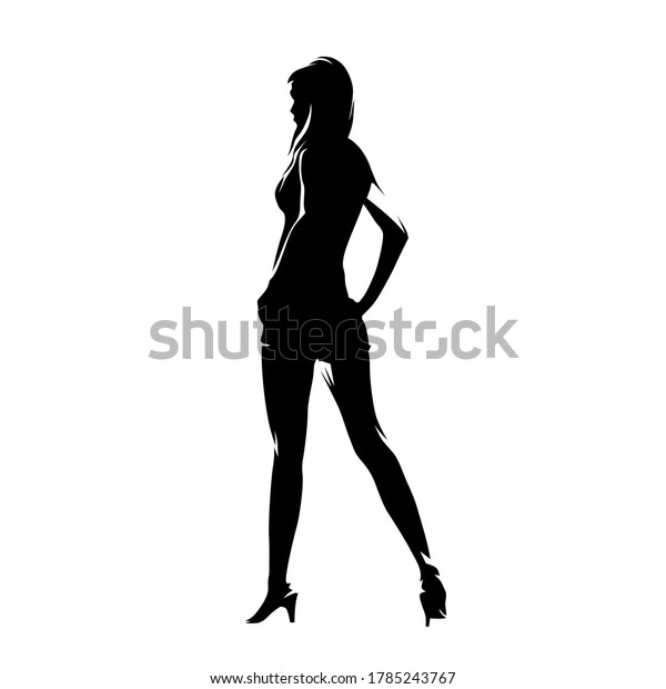 Slim Sexy Woman Standing High Heels Stock Vector Royalty Free