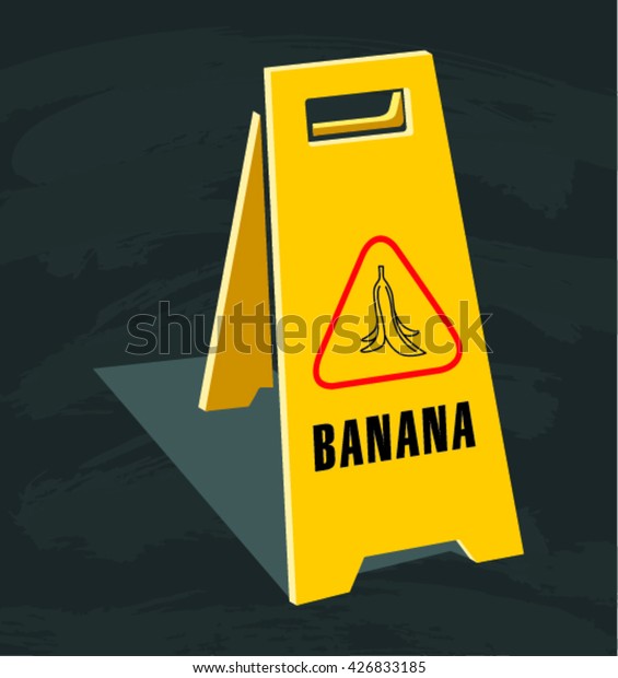 Slip Fall On Banana Skincaution Sign Stock Vector (Royalty Free ...