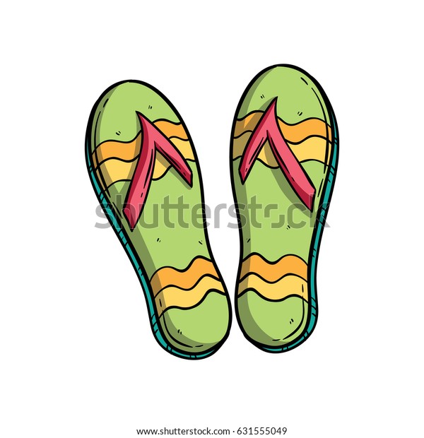 Slipper Drawing Color Outline On White Stock Vector (Royalty Free ...