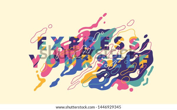 Slogan Express Yourself Colorful Hand Drawn Stock Vector (Royalty Free ...
