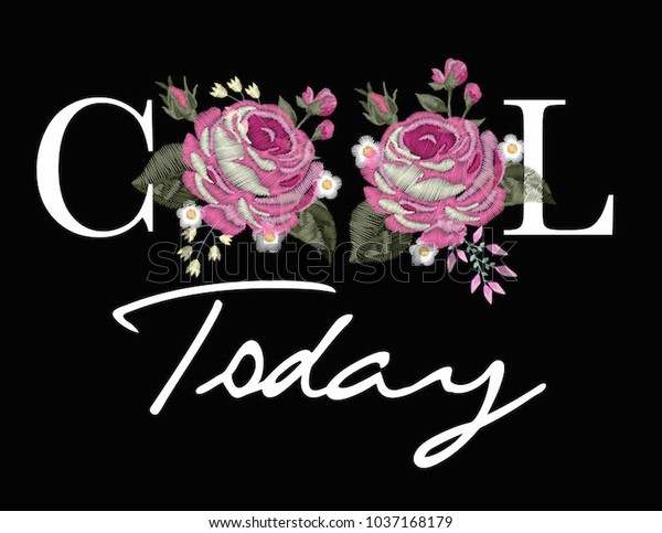 Slogan Graphic Embroidery Stock Vector (Royalty Free) 1037168179 ...