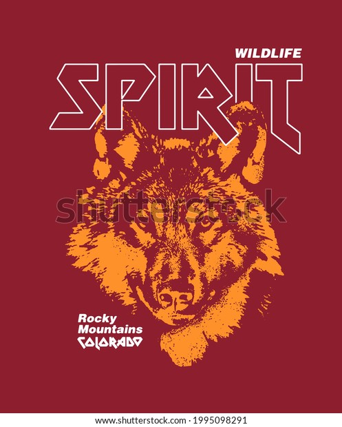 Slogan Print Design Wolf Illustration Stock Vector (Royalty Free ...