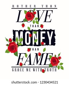 Slogan Red Rose Illustration Stock Vector (Royalty Free) 1307399842