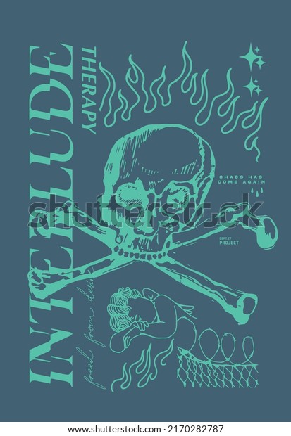 Slogan Text Skull Vector Design Tee Stock Vector (Royalty Free ...