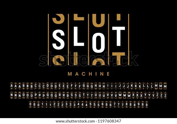 Slot machine style modern font, alphabet letters and numbers vector ...