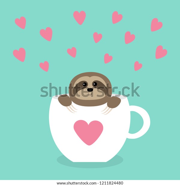 Sloth Sitting Coffee Cup Teacup Face Stock Vector (Royalty Free ...