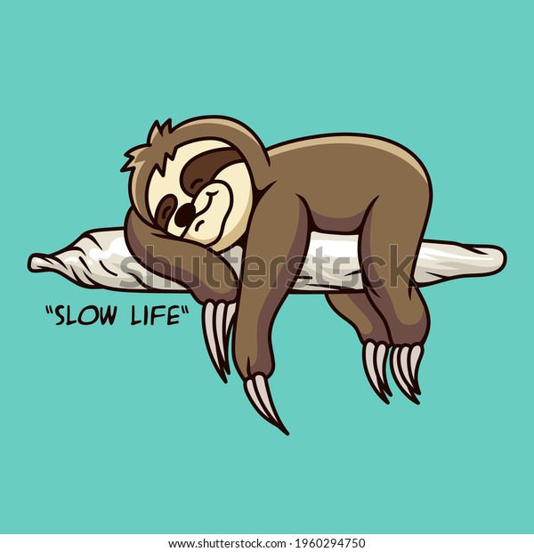 Sloth Slow Life Illustration Vector Art Stock Vector (Royalty Free ...