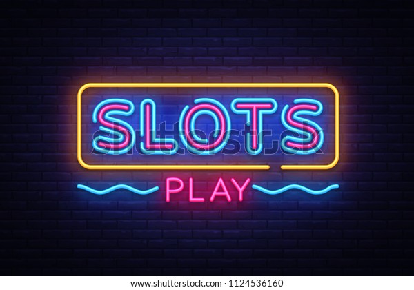 Slots Play Neon Sign Vector Slot Stock Vector (Royalty Free) 1124536160