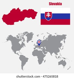 Slovakia Map On World Map Flag Stock Vector (Royalty Free) 475265818 ...