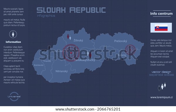 Slovakia Map Separate Regions Names Infographics: เวกเตอร์สต็อก (ปลอด ...