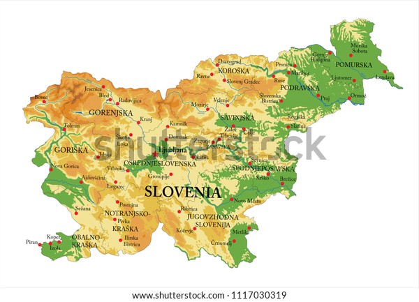 Slovenia Physical Map Stock Vector (Royalty Free) 1117030319