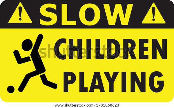 Slow Children Playing Traffic Signs Kids: เวกเตอร์สต็อก (ปลอดค่า ...