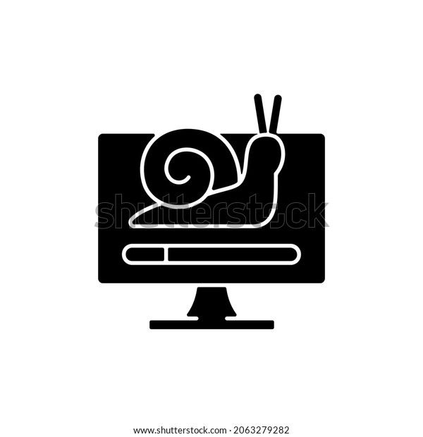 Slow Computer Black Glyph Icon Waiting Stock Vector (Royalty Free ...