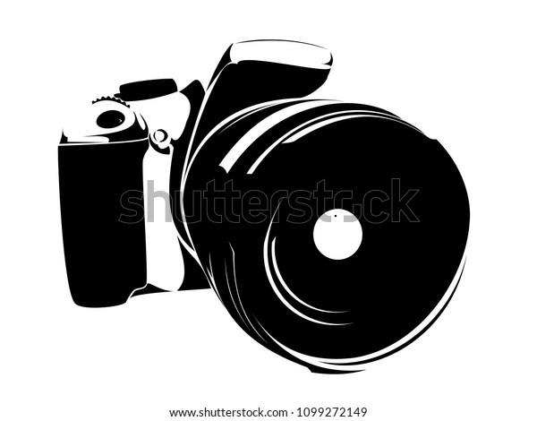 Slr Camera Logo Black On White Stock Vector (Royalty Free) 1099272149 ...