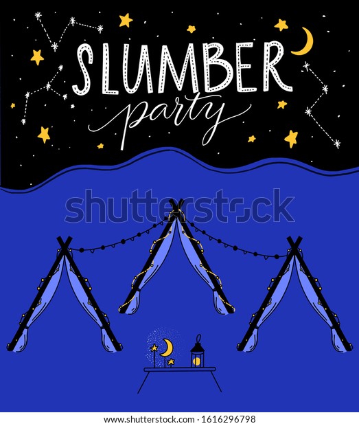 Slumber Party Illustration Tree Teepee Tents Stock Vector (Royalty Free ...