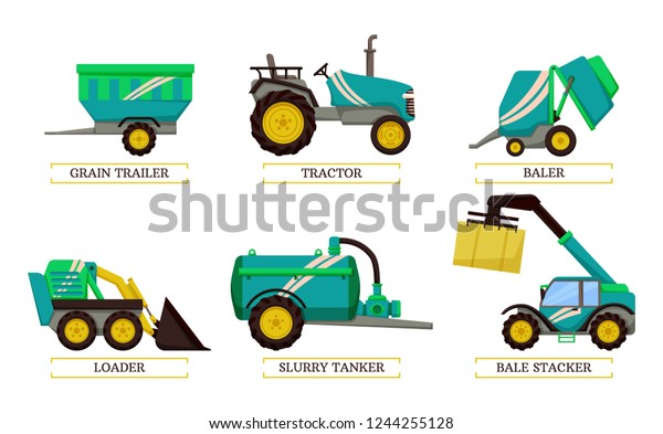 Slurry Tanker Loader Isolated Icons Set Stock Vector (Royalty Free ...