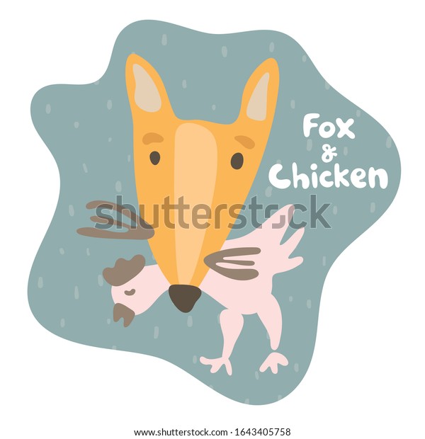 Sly Fox Caught Prey Chicken Holds Stock Vector (Royalty Free ...