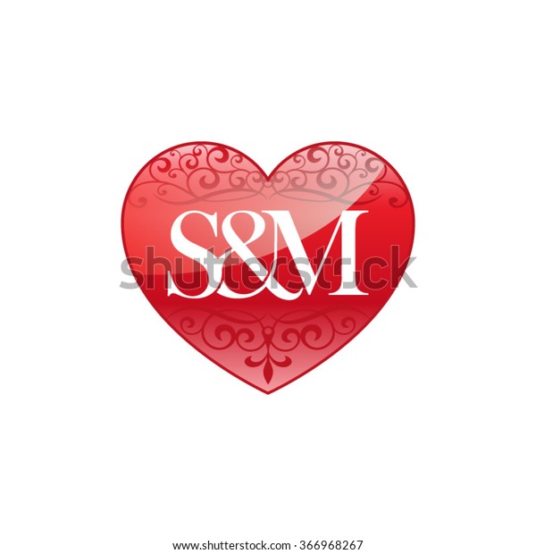 Sm Initial Letter Logo Ornament Heart Stock Vector (Royalty Free) 366968267
