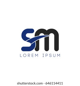 Sm Initial Letter Uppercase Logo Blue Stock Vector (Royalty Free ...
