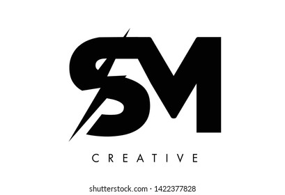 Sm Letter Logo Design Lighting Thunder Stock Vector (Royalty Free ...