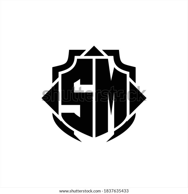 Sm Logo Monogram Shield Line 3 Stock Vector (Royalty Free) 1837635433 ...