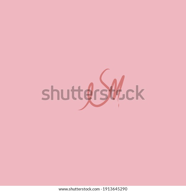 Sm Pink Background Handwritten Logo Stock Vector (Royalty Free ...