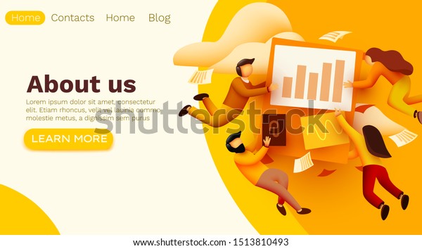 Small 3d flying people around business solution elements working ...