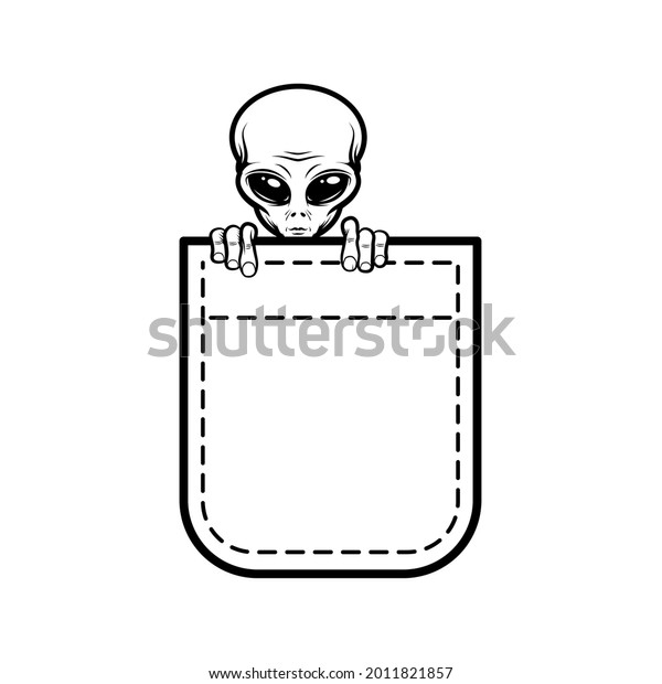Small Alien Pocket Line Art Stock Vector (Royalty Free) 2011821857 ...