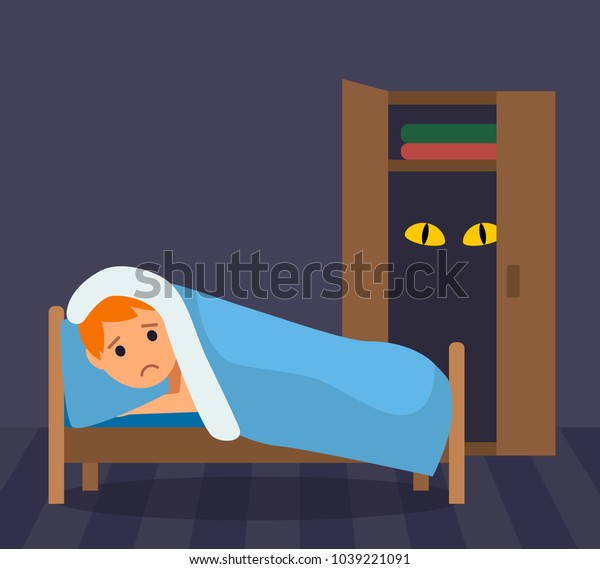 Small Boy Can Not Sleep Very Stok Vektör (Telifsiz) 1039221091 ...