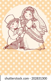 Small Bride Groom Vector Postcard Stock Vector (Royalty Free) 202831300 ...