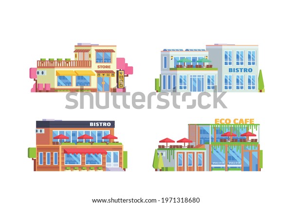 Small Business Building Illustration Flat Design Stock Vector (Royalty ...