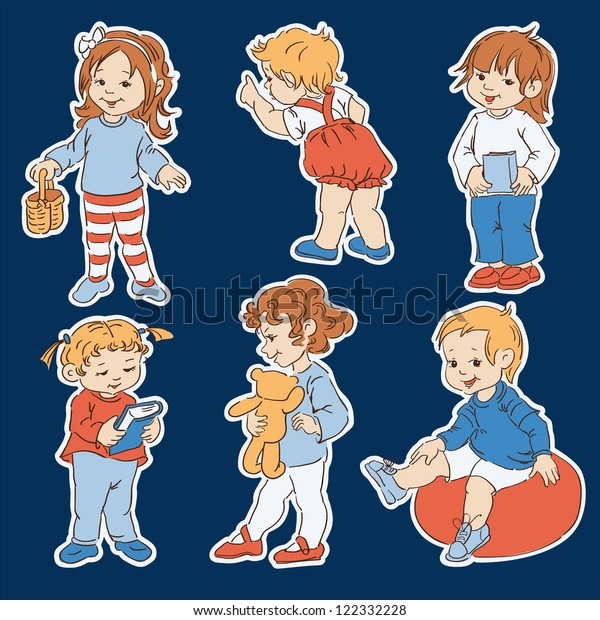 Small Cartoon Children Vector Set Isolated Stock Vector (Royalty Free ...