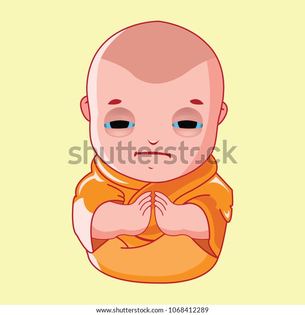 Small Cartoon Monk Vector Illustration Isolated Stock Vector (Royalty ...