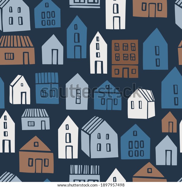Small Cute Houses Vector Seamless Pattern Stock Vector (Royalty Free ...