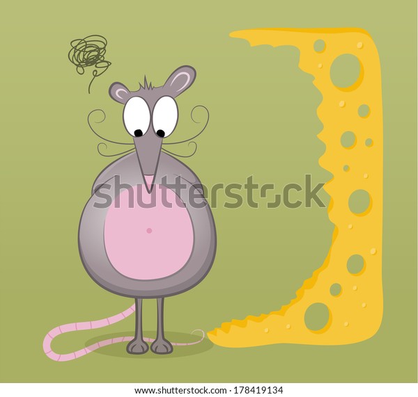Small Cute Mouse Full Stomach Near Stock Vector (Royalty Free ...