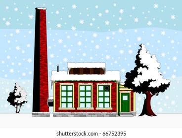 Small Factory Winter Landscape Stock Vector (Royalty Free) 66752395 ...