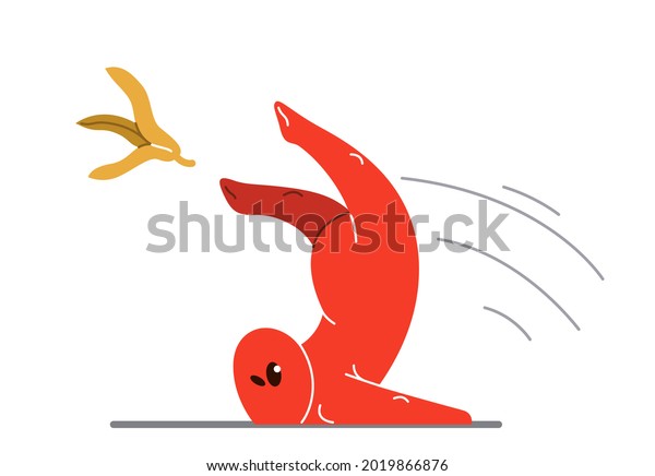 Small Funny Cartoon Man Falls Because Stock Vector (Royalty Free ...