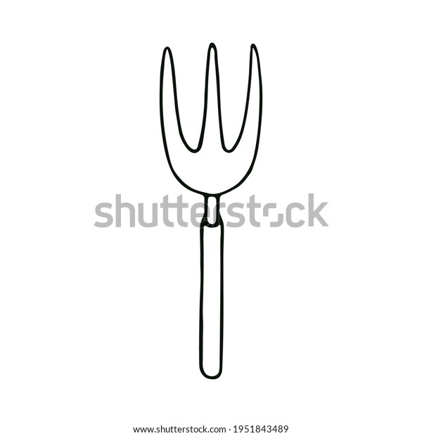 Small Garden Pitchfork Doodle Style Gardening Stock Vector (Royalty ...