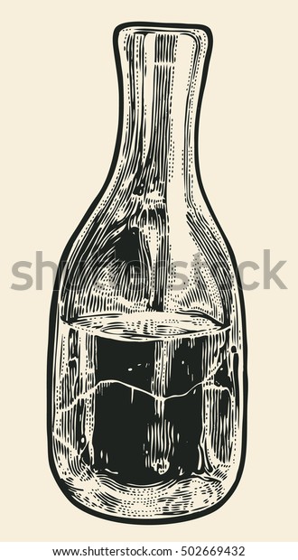 Small Glass Bottle Sake Hand Drawn Stock Vector (Royalty Free ...