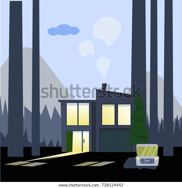Small House Forest Vector Illustration Stock Vector (Royalty Free ...