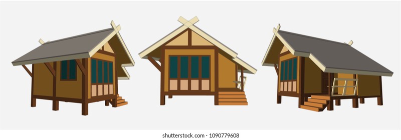 Ilustrasi Stok Illustration Rumah Betang Province Kalimantan Tengah ...
