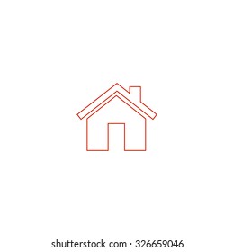 Small House Red Outline Vector Pictogram: vector de stock (libre de ...